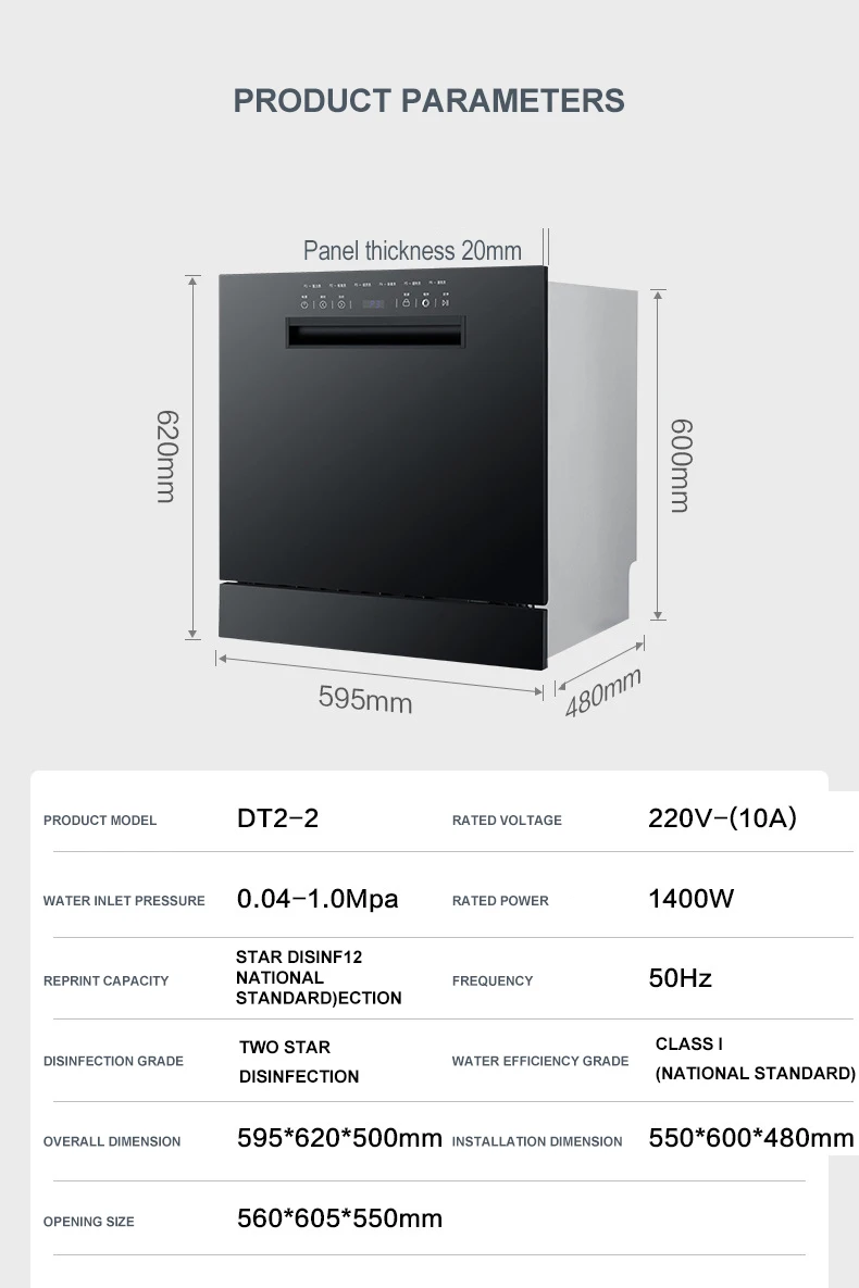 12 Sets of Built-in Dishwashers - Intelligent & Efficient
