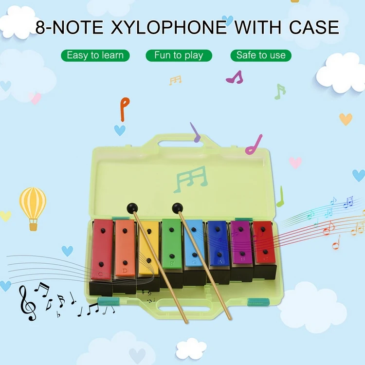 8-note Xylophone Colorful Glockenspiel Removable Rainbow Color Metal ...