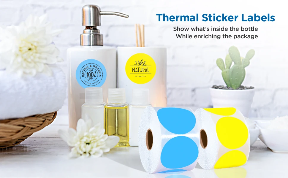 2" White Round Thermal Labels For Printer,Waterproof Writable Circle ...