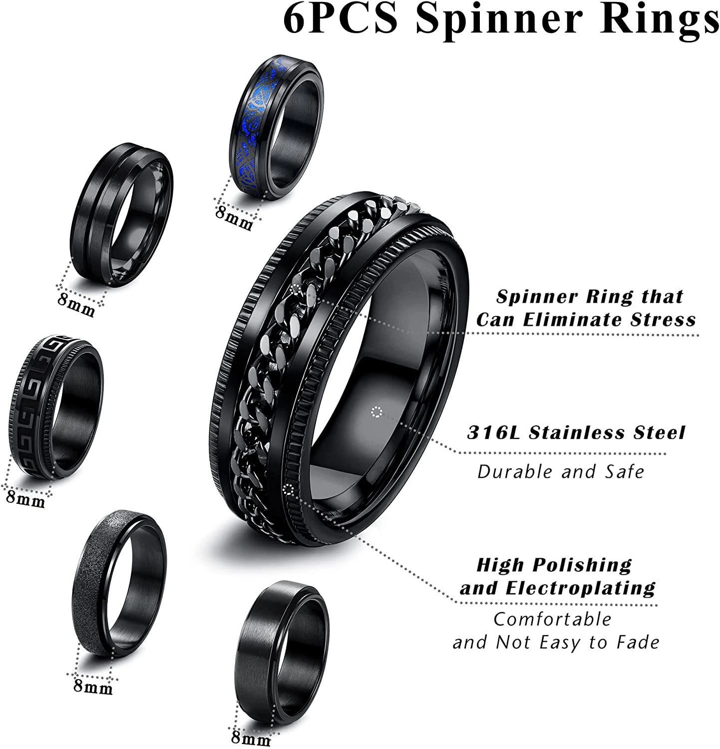 Wholesale Stainless Steel Fidget Rings - Cool & Durable