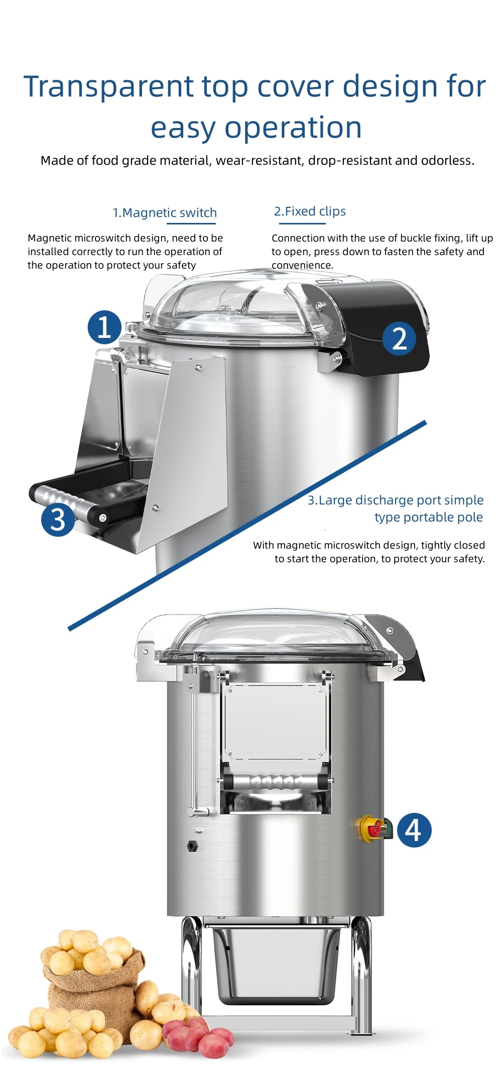 Fully Automatic Electric Potato Chip Making Quick Peeling Potato Peeler ...