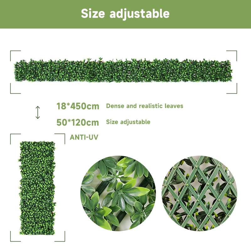 Retractable Expandable Artificial Privacy Fence Hedge Green Leaves ...