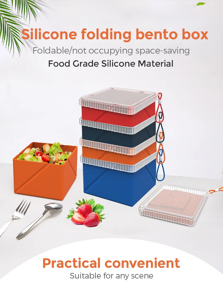 Silicone Folding Lunch Box Refrigerator Storage Microwave Heating ...