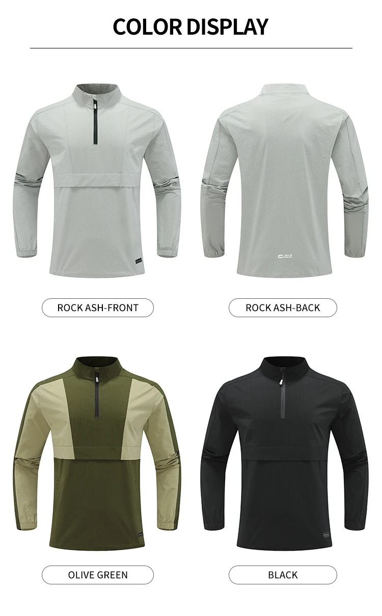 Outdoor Sports Color Block Exercise Coat Workout Men's 1/4 Zipper ...