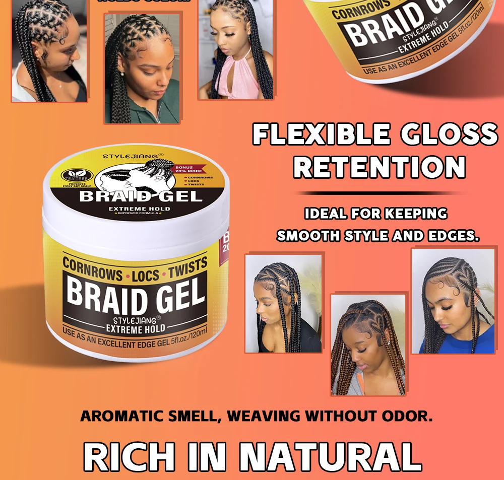 120ml Braiding Gel Extra Hold Firming Nourishing Loc Edge Control Gel ...