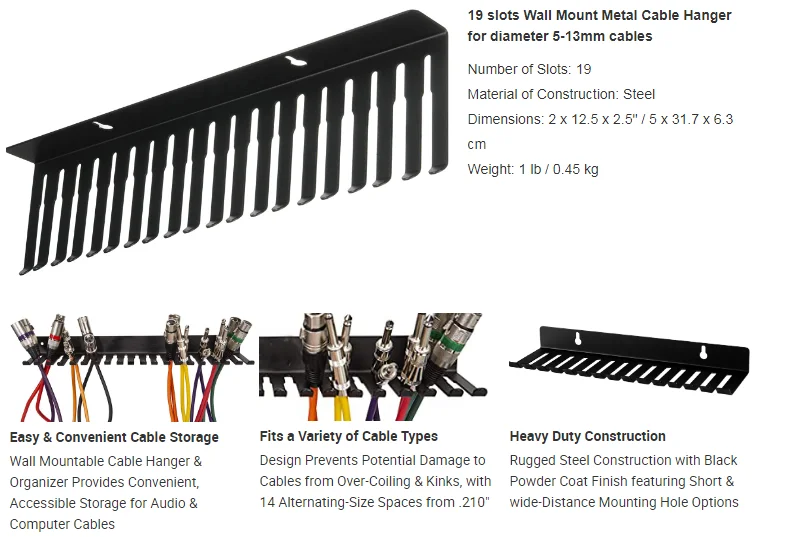 Wall Mountable Cable Hanger And Organizer with 19 Cable Slots - Buy ...