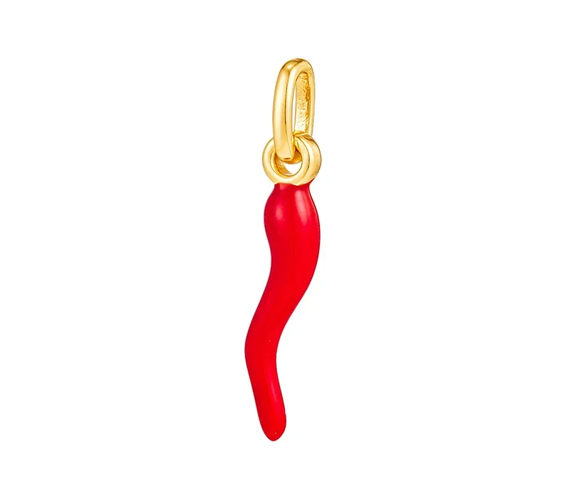 Gemnel Hot Selling 925 Sterling Silver 18k Gold Red Chili Enamel Charm ...
