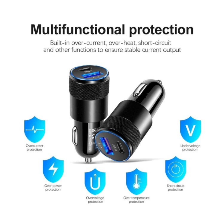 Usb Quick Car Charger 15w 3.1a Type C Pd Fast Charging Phone Car ...