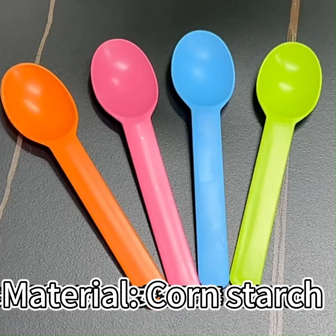 Custom Disposable Corn Starch Ice Cream Frozen Yogurt Dessert Spoon ...