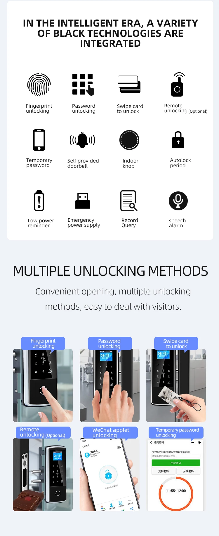 Office Glass Door Fingerprint Lock Combination Lock Smart Access Lock ...