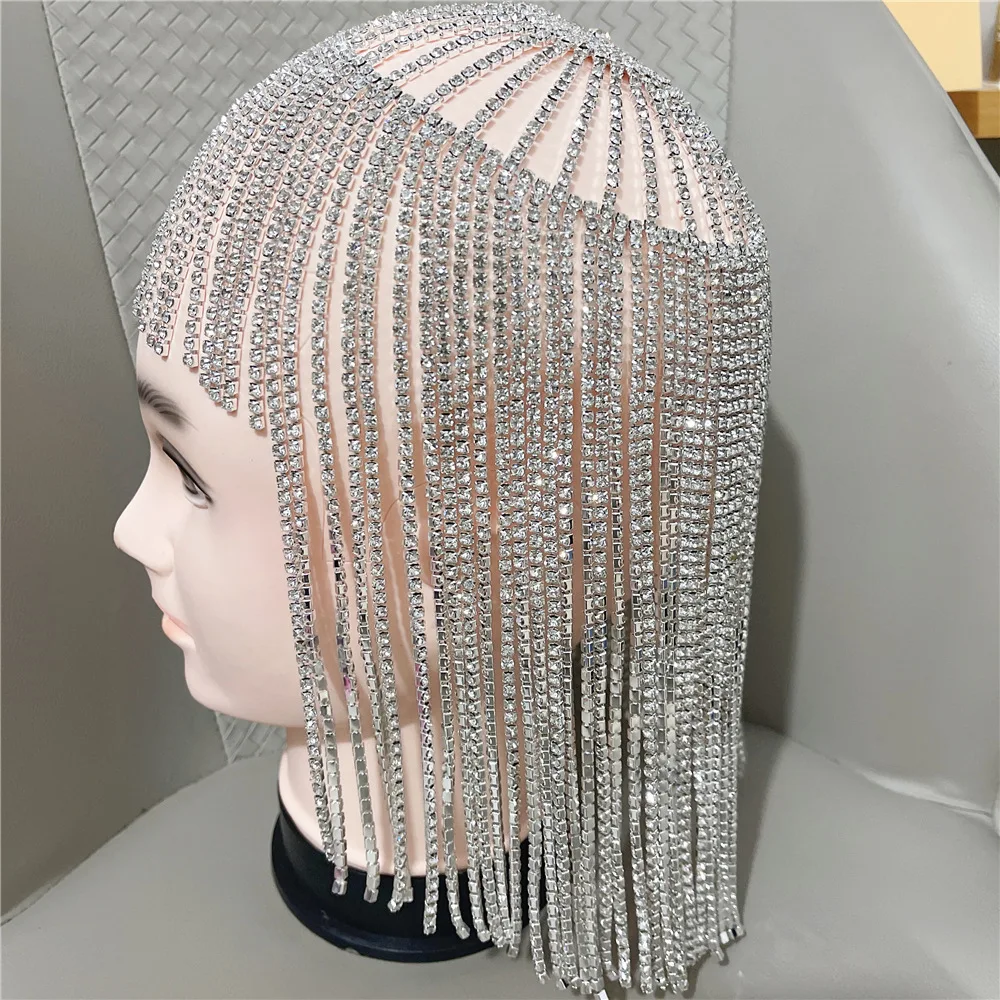 Wholesale Women Rhinestone Long Tassel Head Hair Chains Hair Chain ...