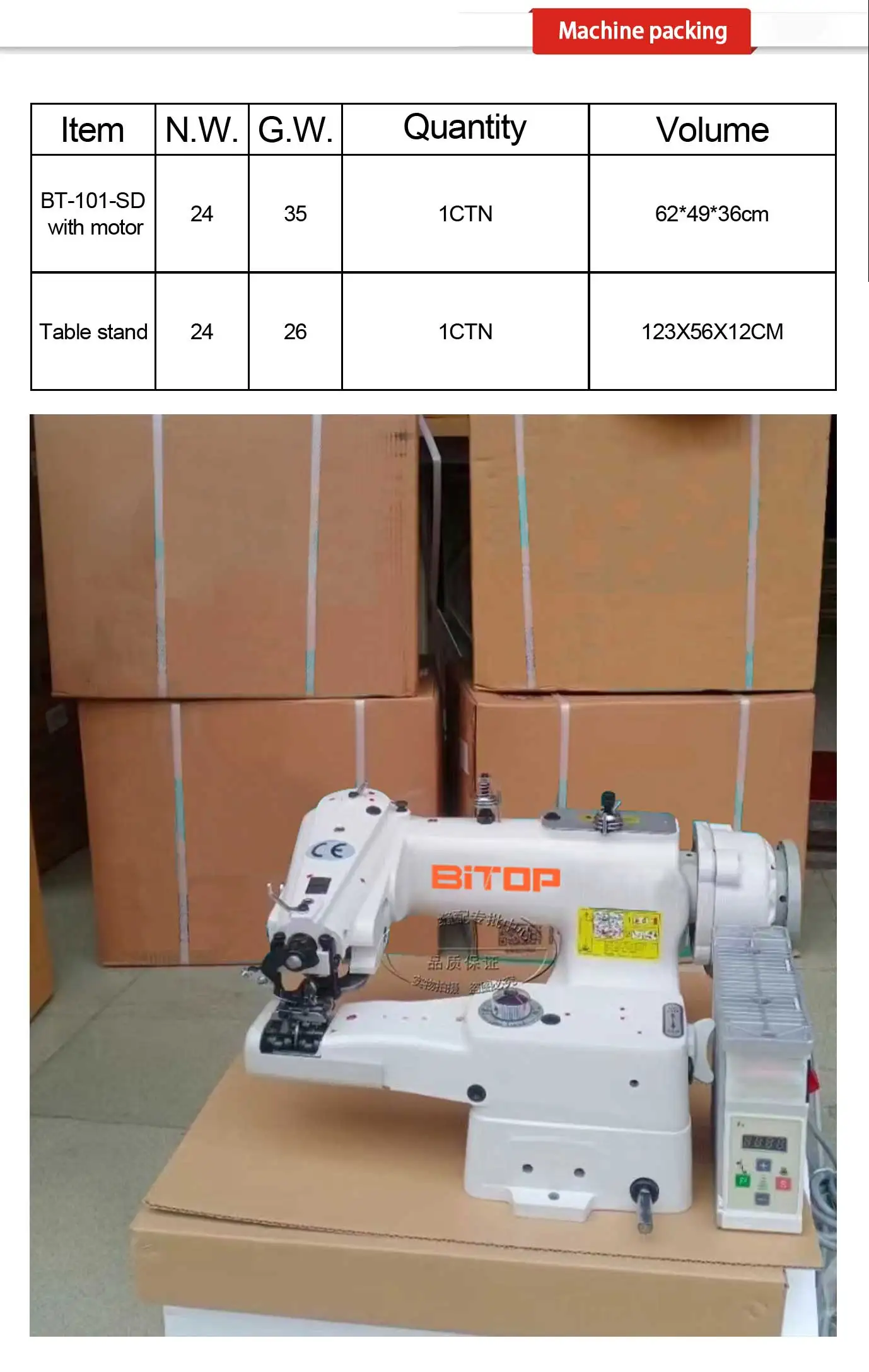 BT-101-SD Single Needle Double Thread Chain Stitch Desk-top Industrial ...