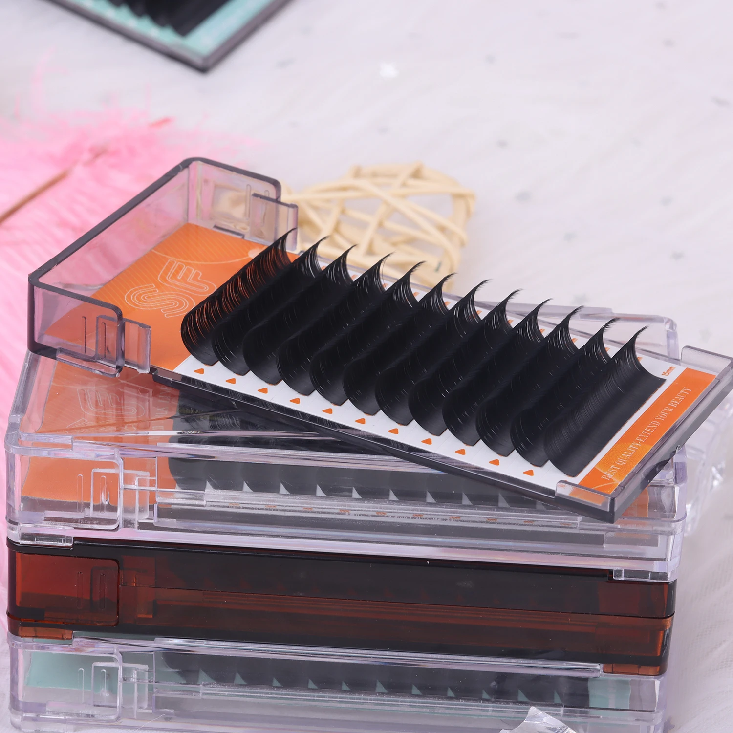 Custom Fluffy Matte Black Lash Extension Supplies Wholesale Individual Volume Cashmere Eyelash ...