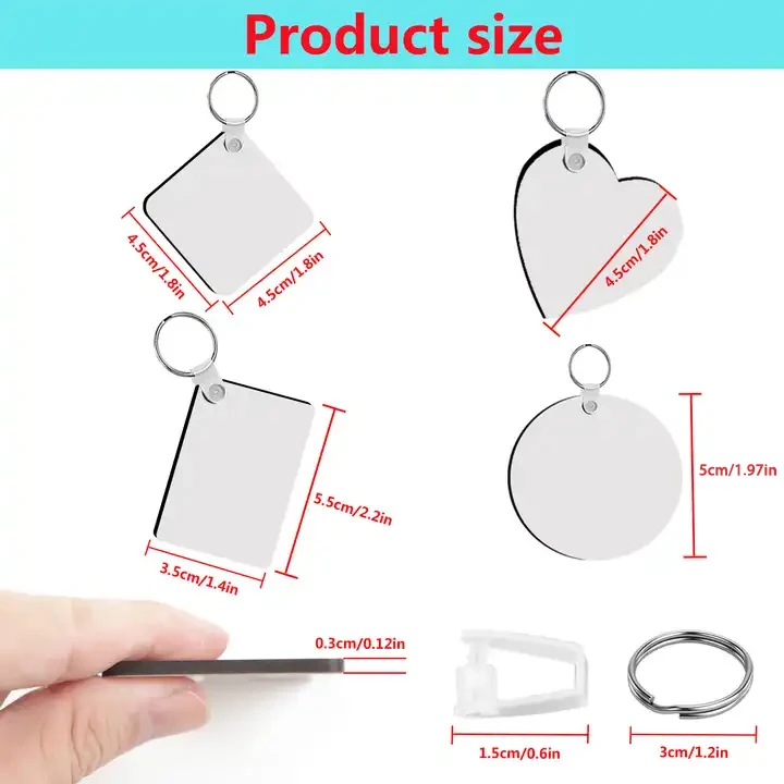 Sublimation Keychain Blanks Key Chains Custom Mdf Double-sided With Key ...