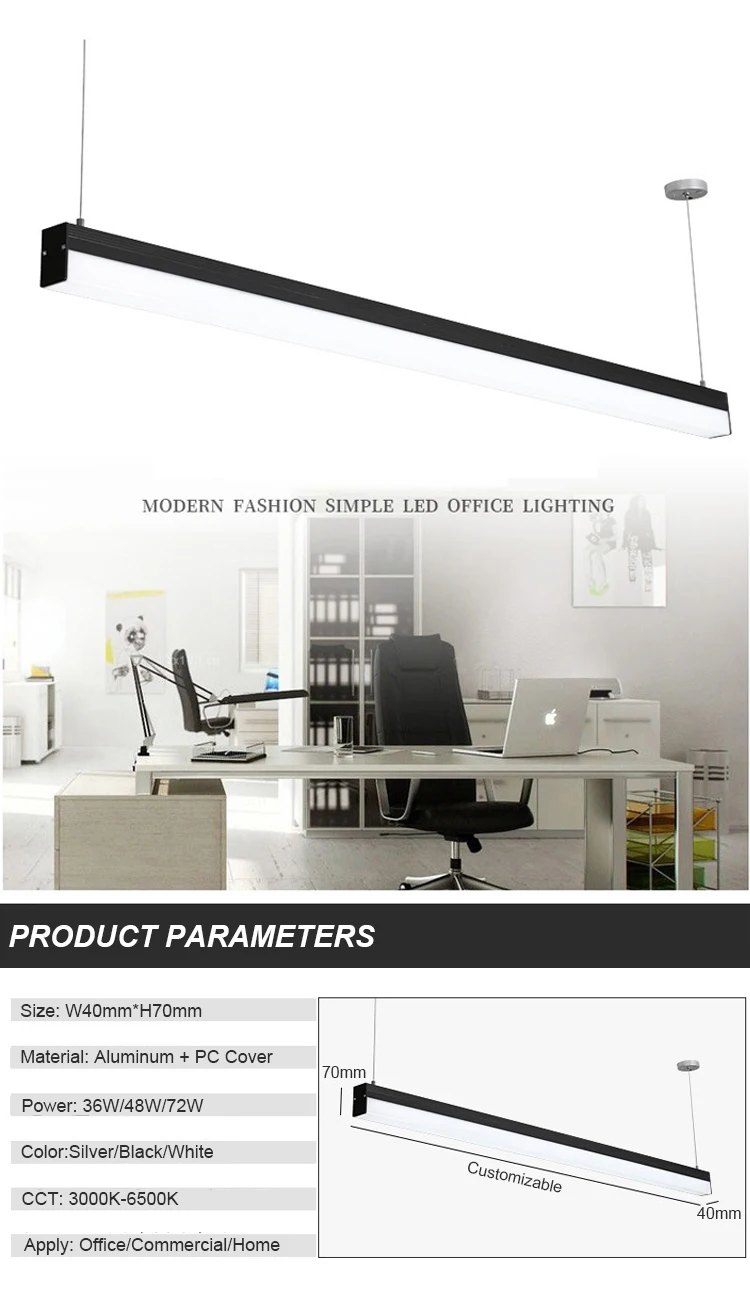 Modern Led Pendant Light Linear Hanging Lamp For Home Dining Room Decor ...