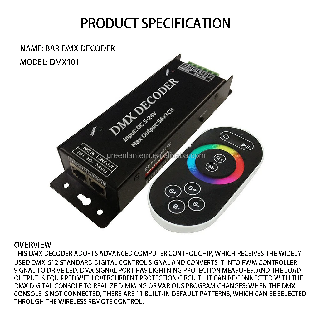 DMX101 LED DMX Decoder RGB with Touch Remote Control