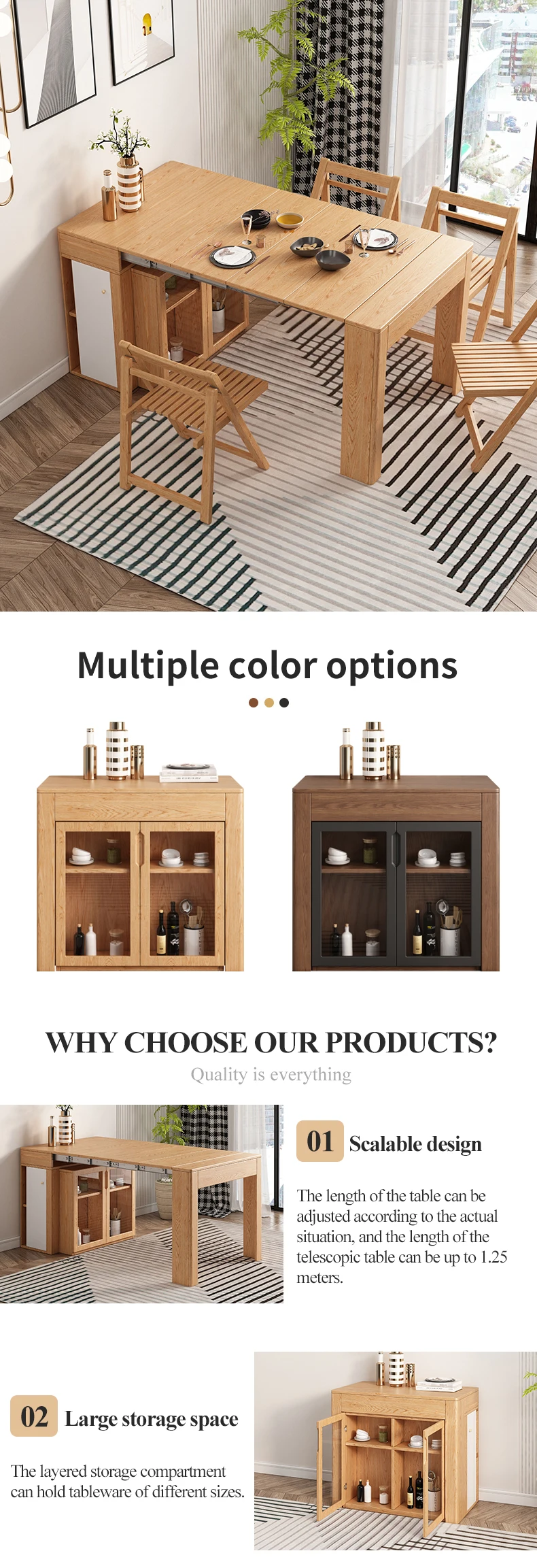 Modern Dinning Tables Multi-functional Extendable Tables Folding Wood ...