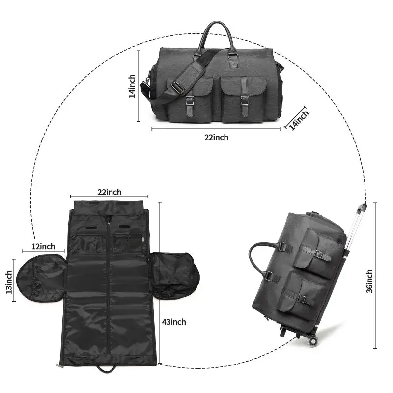 Extra Large Trolley Rolling Gear Bag Roller Gear Travel Duffel Bag with ...