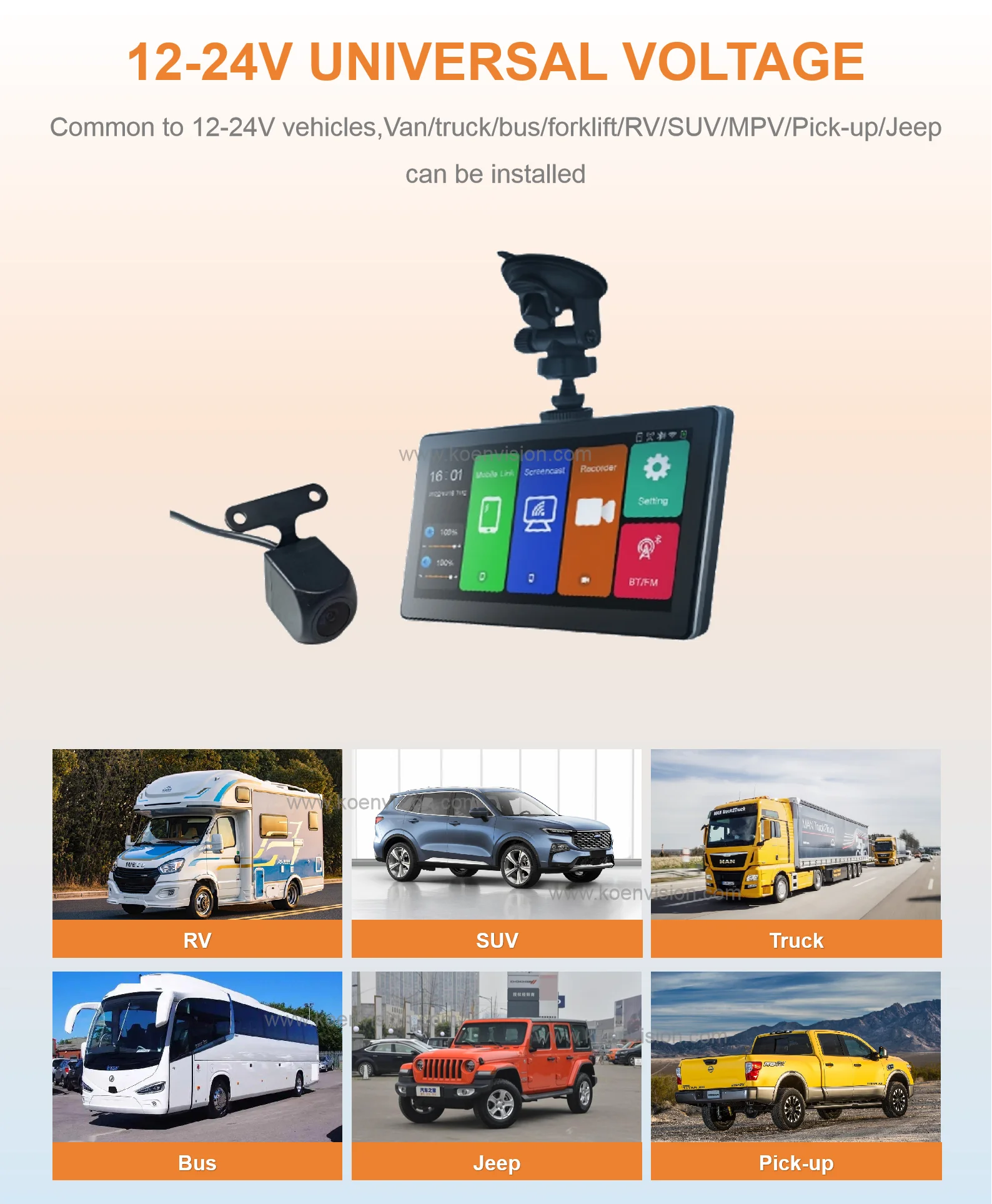 Car Play Monitor with Android Rear View Camera & Wifi GPS