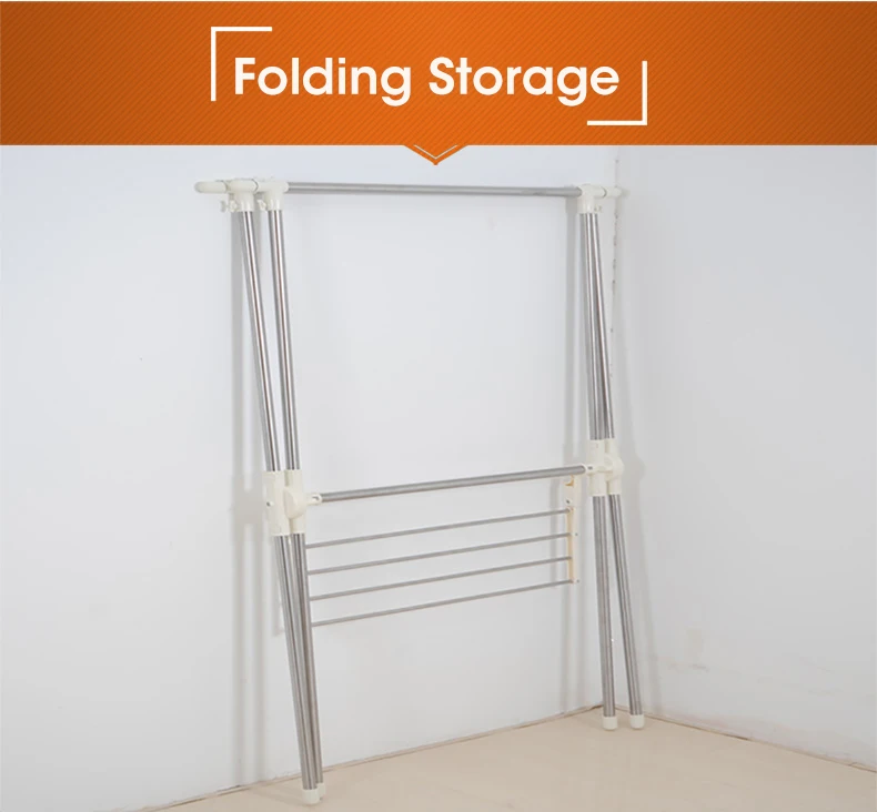 Baoyouni Double Pole Foldable Clothes Rack X-shaped Adjustable Laundry ...