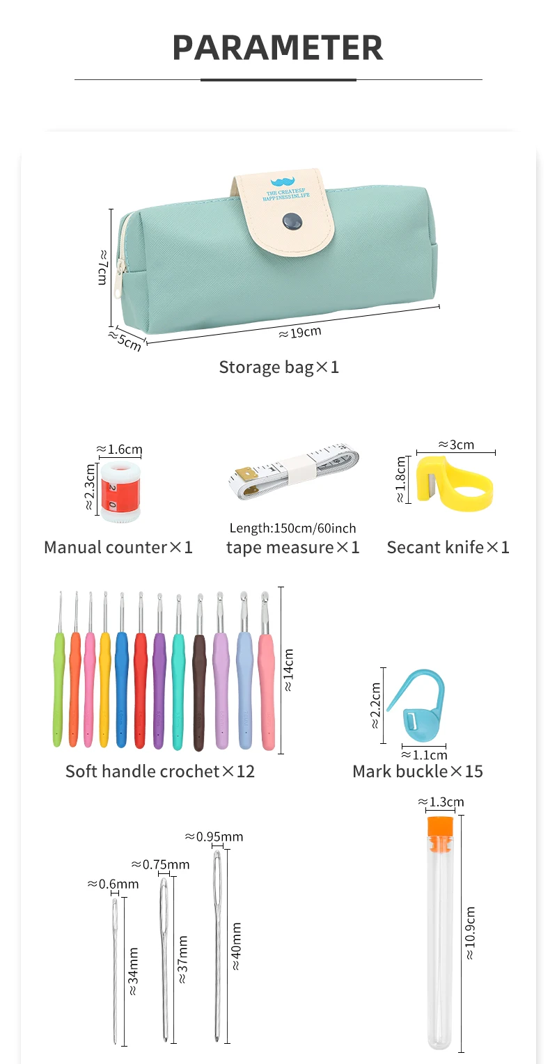 JP DIY Crochet Hook Set with Case - Sewing Kit for Beginners