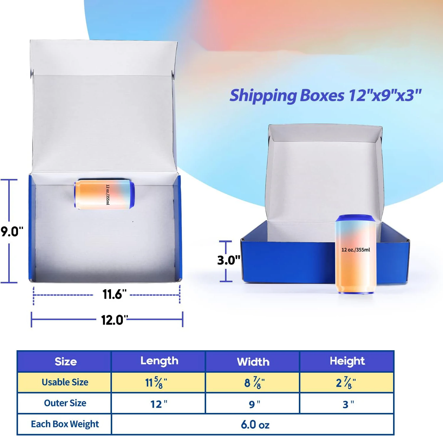 12x9x3 Inch Medium Blue Shipping Boxes Custom Carton Boxes With Logo ...