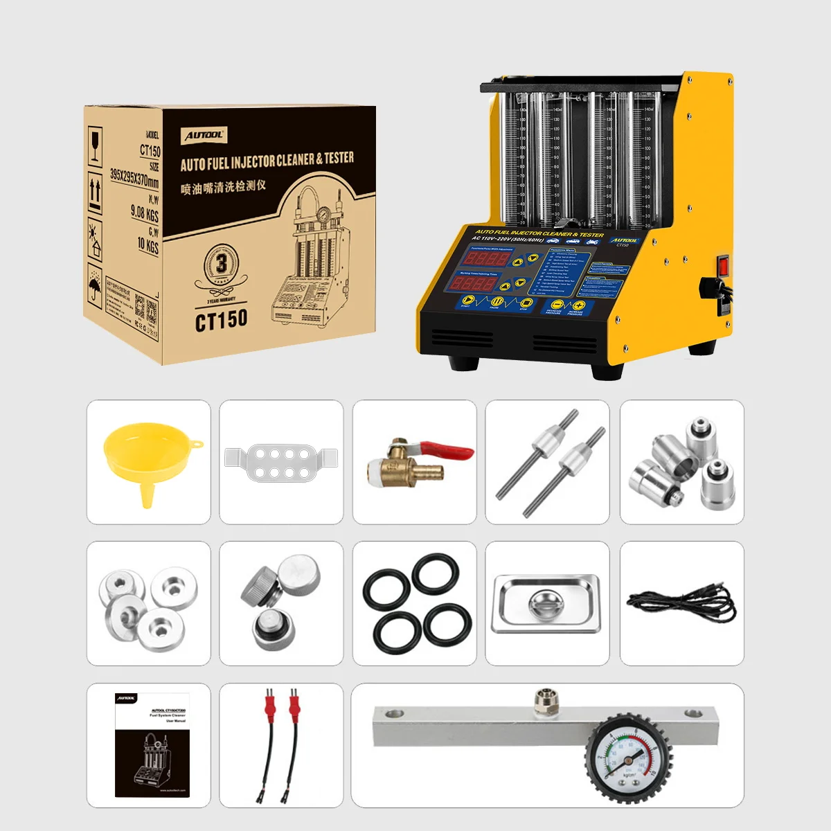 Autool Ct150 자동차 기계 테스터 초음파 오토바이 자동 연료 인젝터 8 노즐 클리너 차량 Launchs 4 실린더 Buy 가솔린 연료 인젝터 클리너인젝터