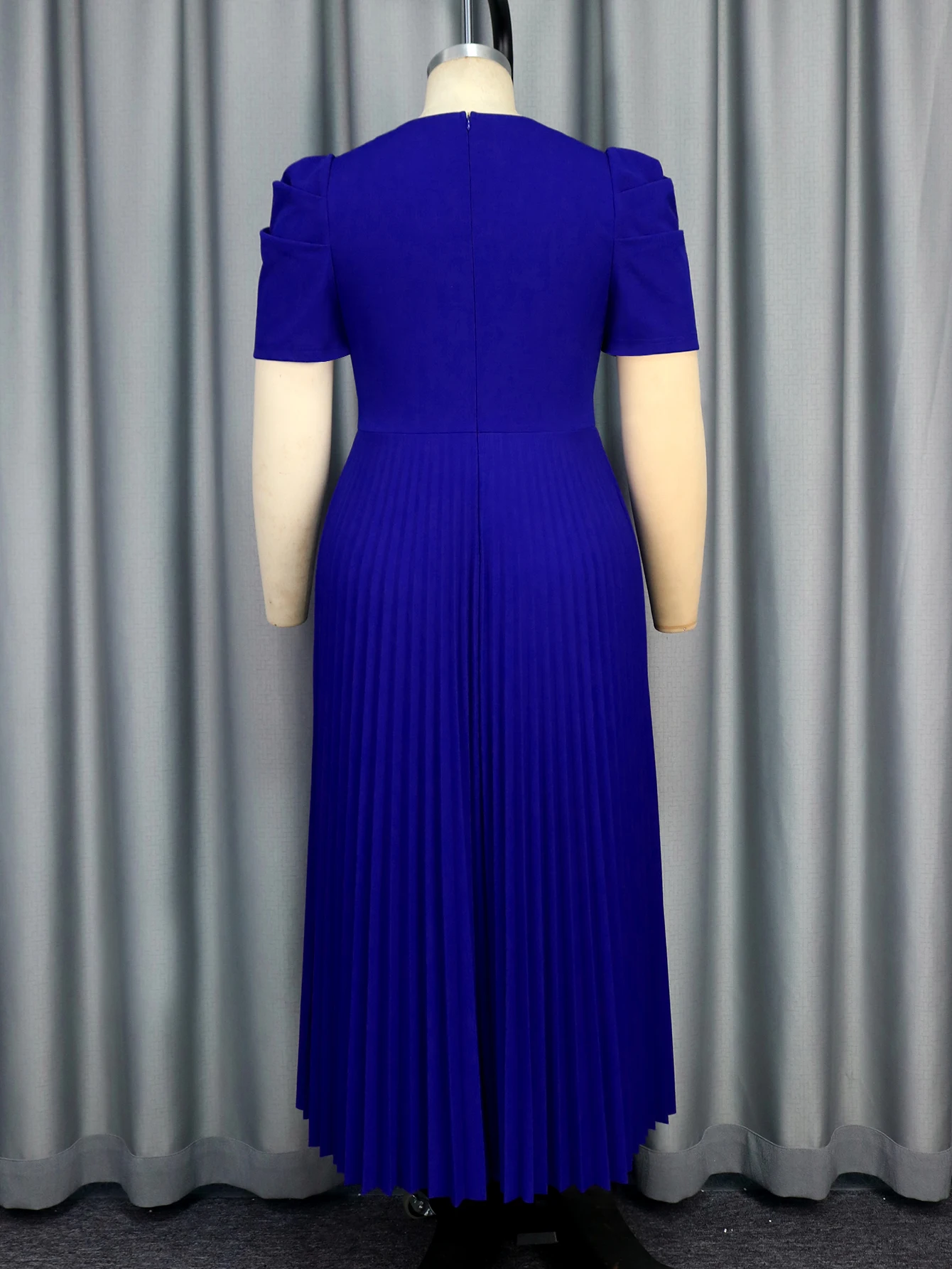 AOMEI V Neck A Line Maxi Waist Dresses With Beads Ruched Short Sleeve ...
