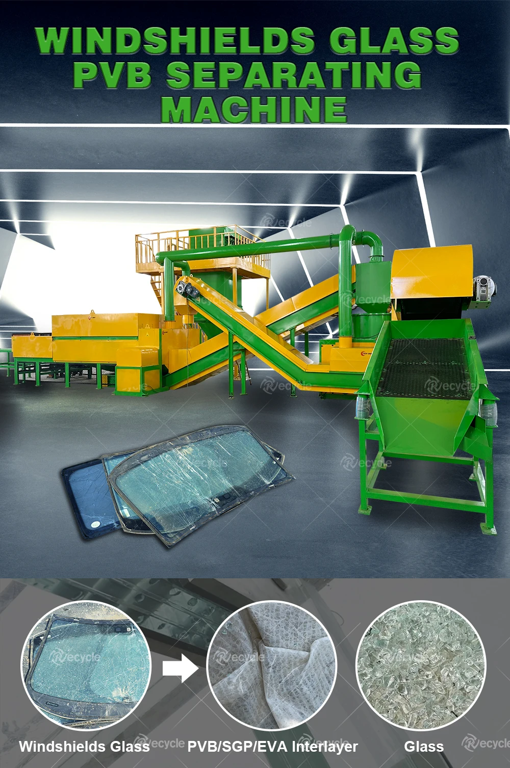 Sandwich Glass Pvb Separator Windshield Recycling Line For Car ...