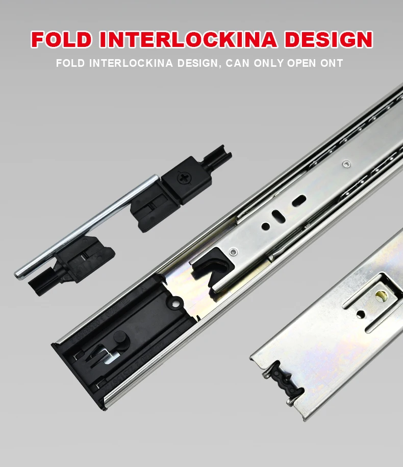 Full Extension Telescopic Channel Ball Bearing Drawer Slide