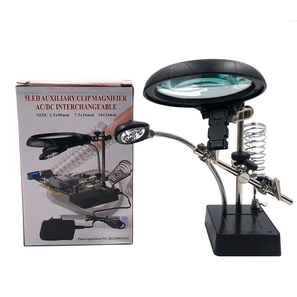 Adjustable Folding Auxiliary Clip Magnifier Electronic LED Magnifying ...
