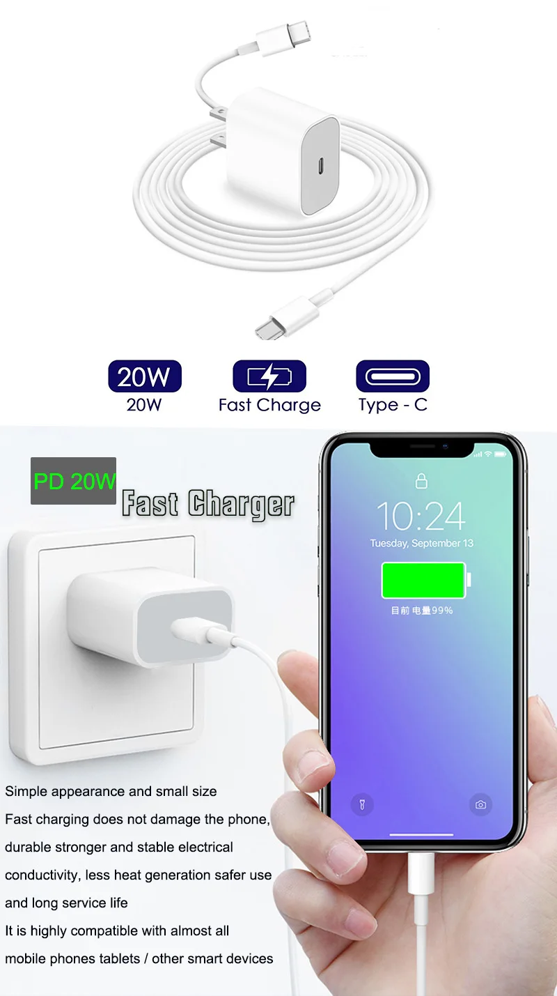 18w 20w Usb-c Pd Fast Charger Original Us Eu Plug Usb C Power Adapter For Iphone Original 20w Pd ...