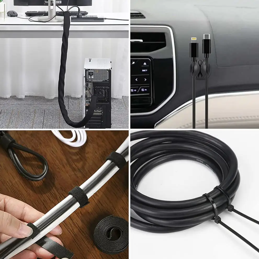 173 Pcs Cable Management Organizer Kit Cord Management Organizer Kit ...