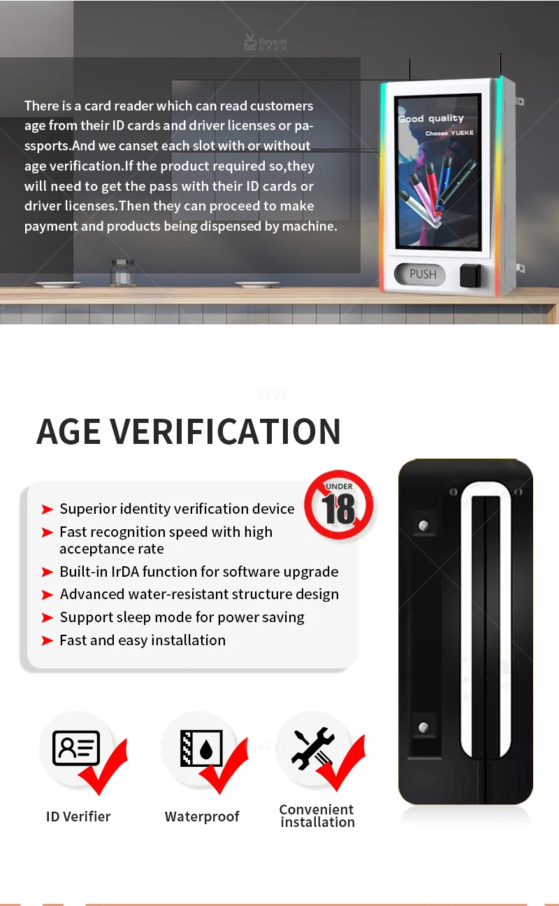 Wall Mounted Vending Machines Touch Screen Smart Self Service Tobacco ...