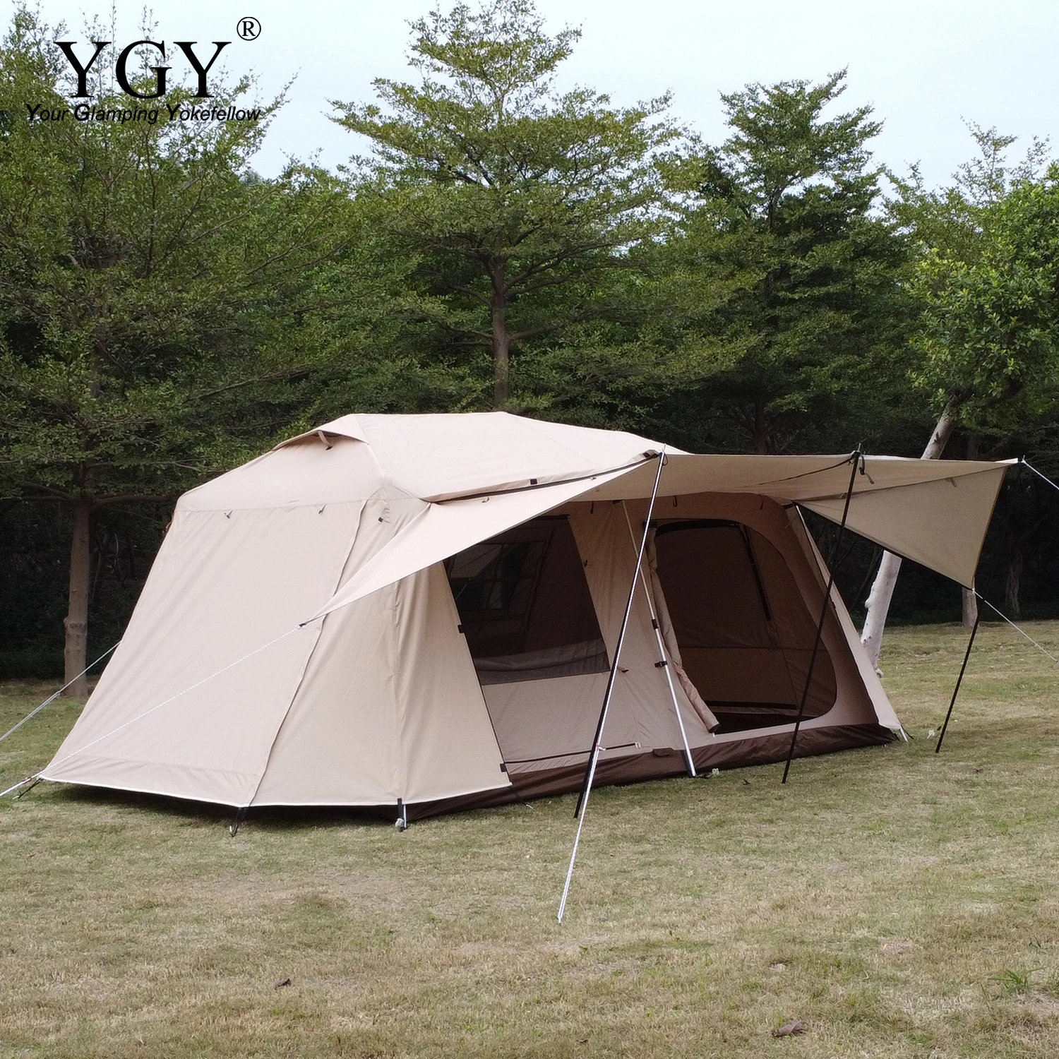 Ygy Outdoor Camping Two Bedroom Family Tent Villa 13'*9' Automatic Tent ...