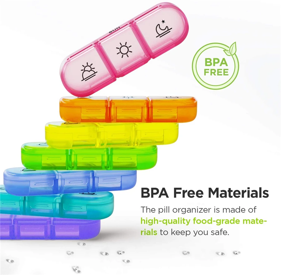 2021 New Weekly Pill Organizer 3-Times-A-Day Portable Monthly Pill Box ...
