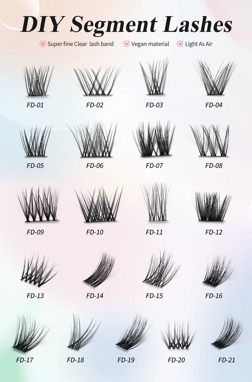 Pre Cut No Glue Needed Diy Segmented Individual Lash Clusters Extension ...