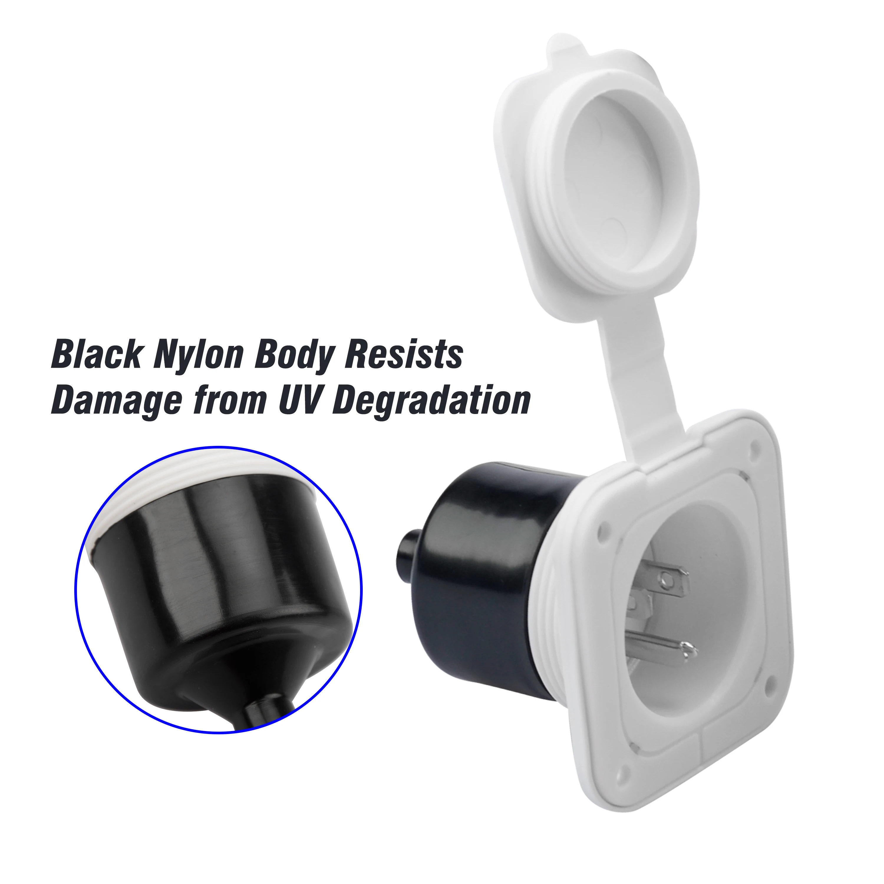 15 Amp Flanged Inlet 125V, NEMA 5-15P RV Shore Power Inlet Plug W ...