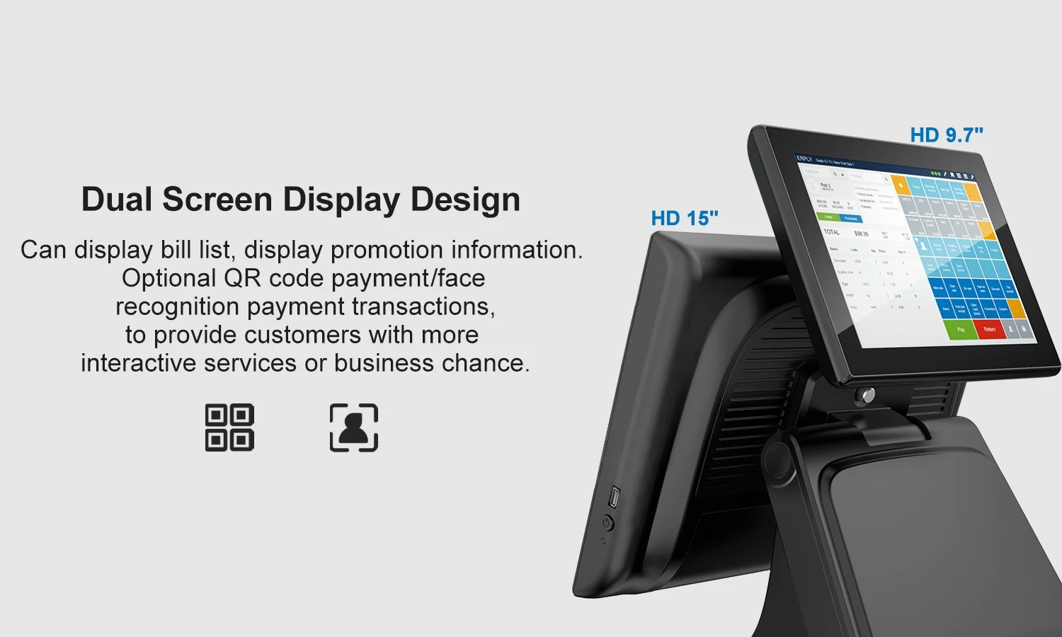 Micropos B15-II 15 Inch Dual Screen POS Computer for Retail