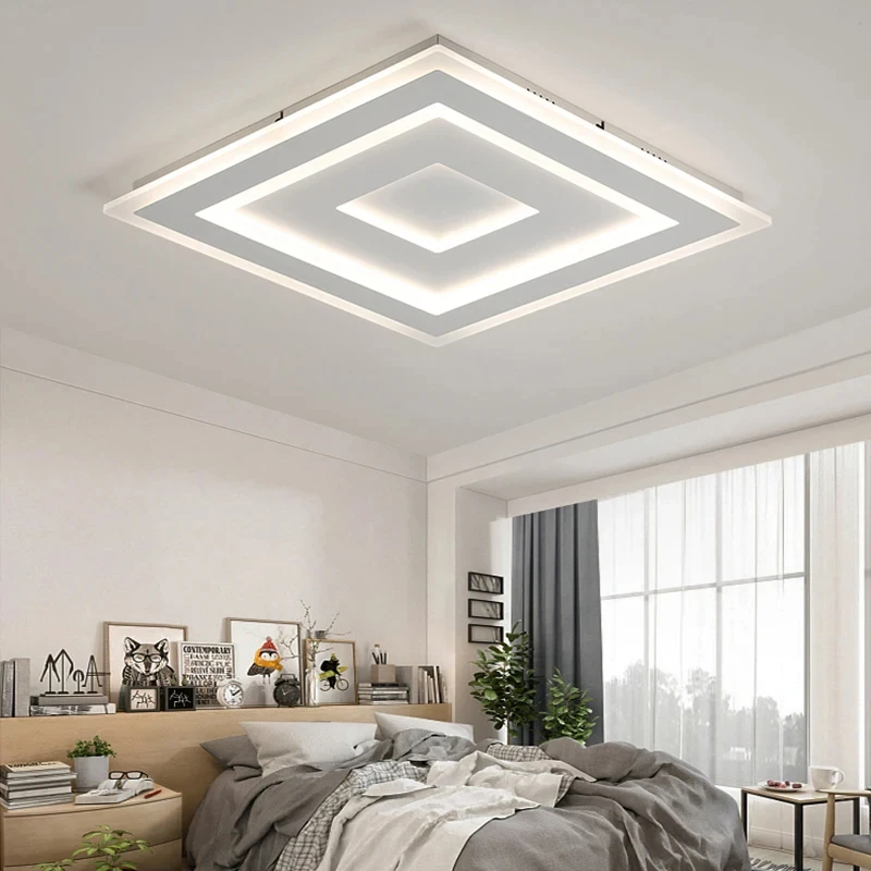 Modern Square Led Ceiling Lamp Ultra-thin Acrylic 3 Color Dimmable ...