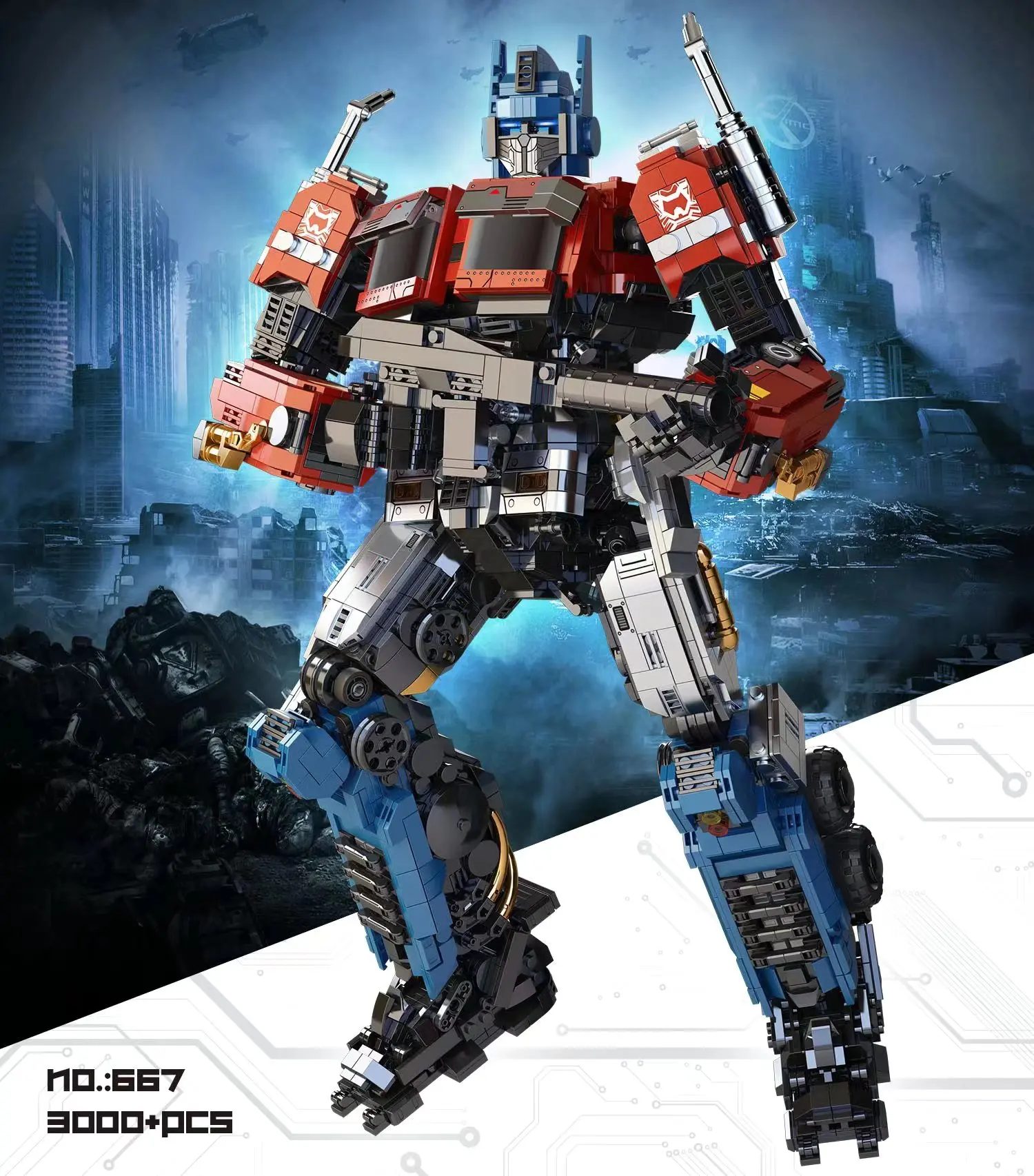 Liangjun 667 Optimus Op Pillar Mecha Model,Block Assembly,Electroplating Metal Silver Components ...