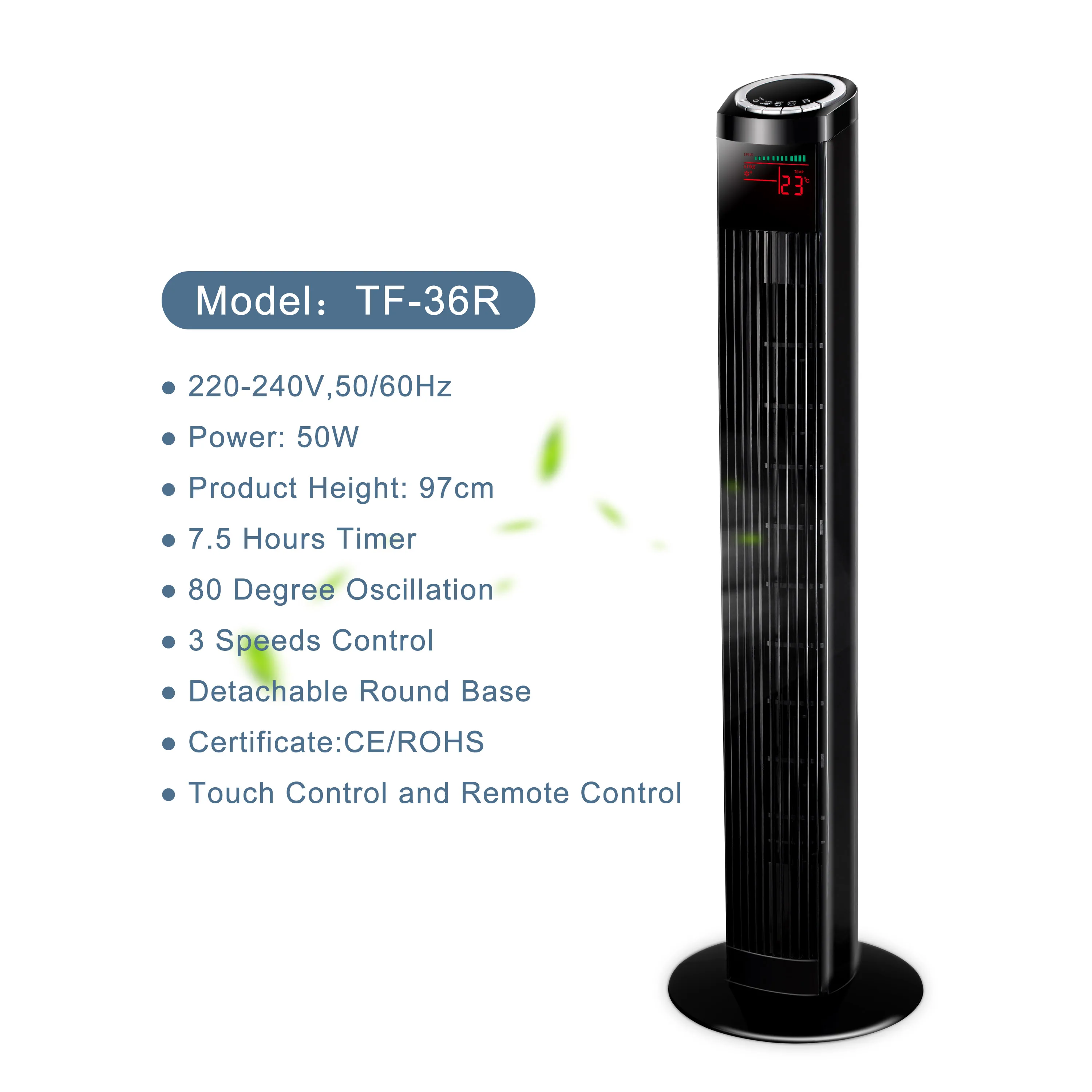 Oscillating Tower Fan & Stand Fan with Remote Control 36inch Quiet ...