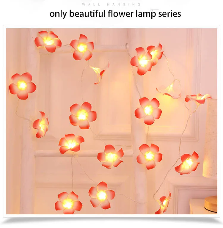 White Plumeria Flower Decoration Christmas String Lights For Wedding ...