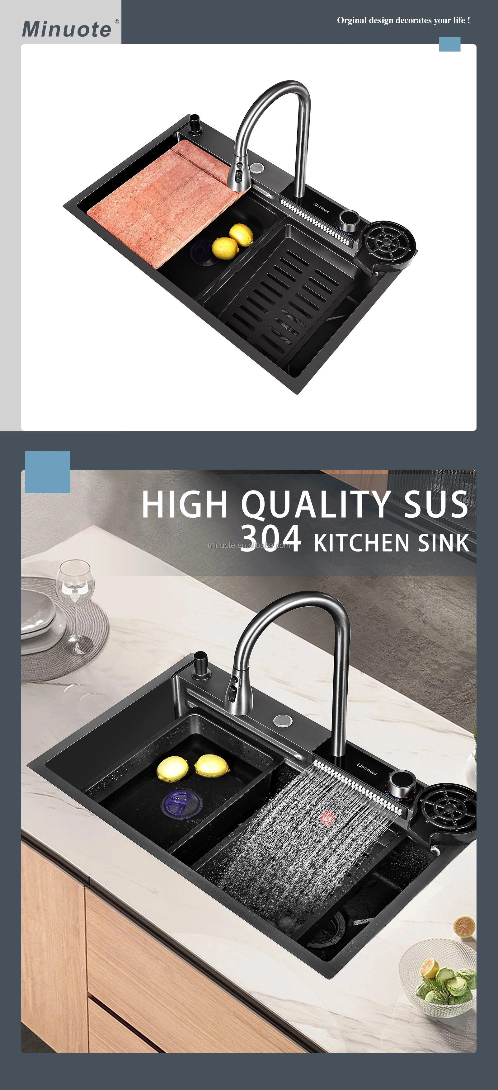 Multi Function Kitchen Sink Kitchen Sink Drain Basket Single Bowl ...