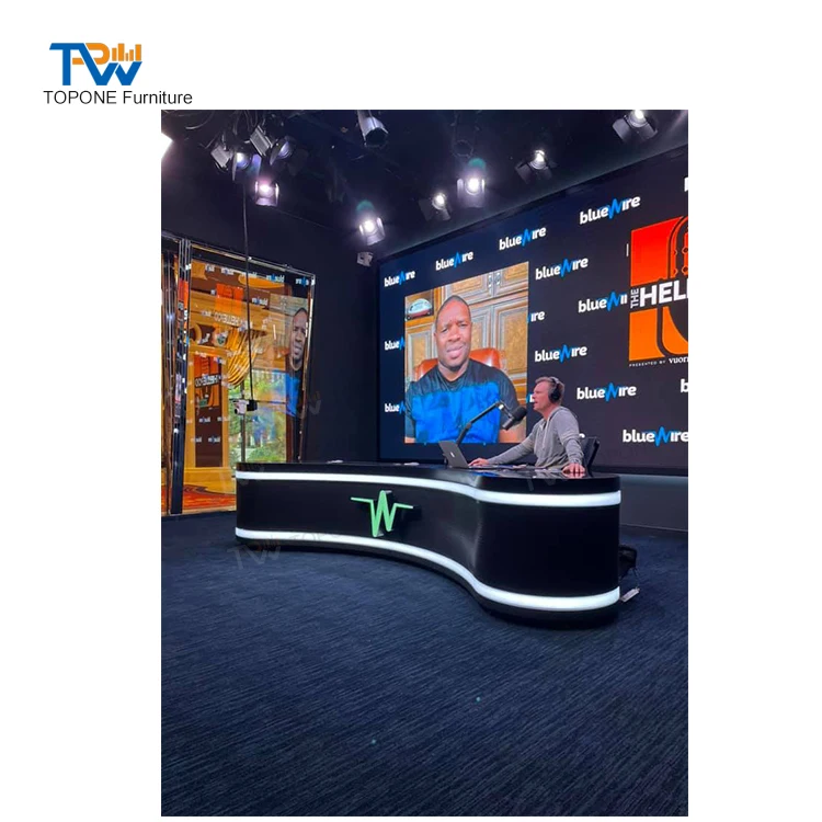 Modern Design TV News Desk - Curved Broadcast Table