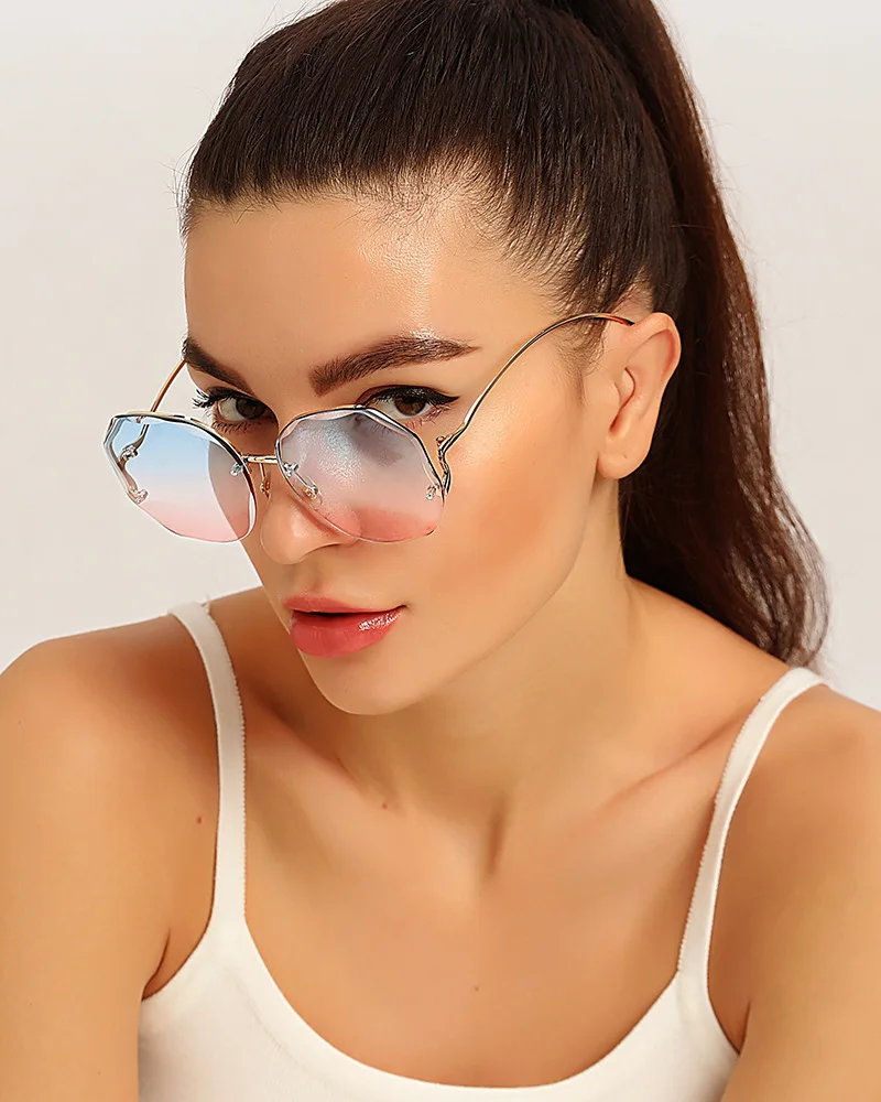 Lmamba Fashion Round Sunglasses Women Designer Sunglasses Custom Cut