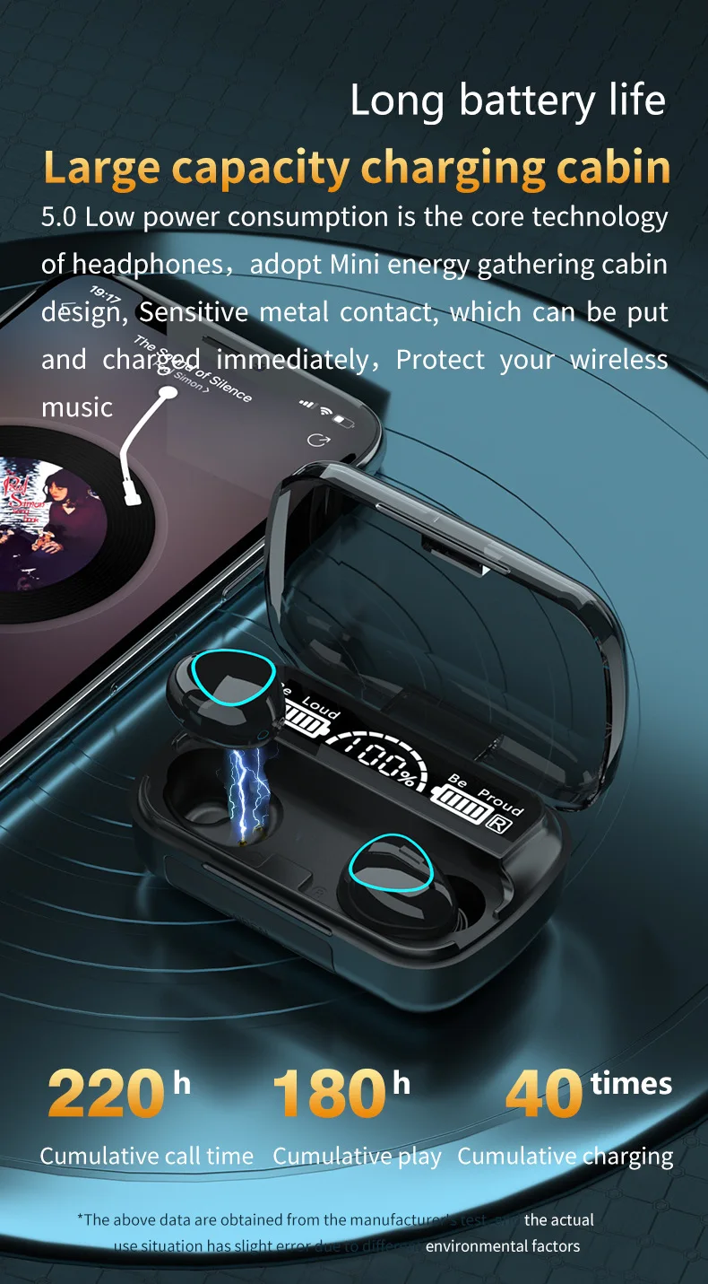 M10 Damix TWS Wireless Earbuds - Stereo Sound & Power Bank