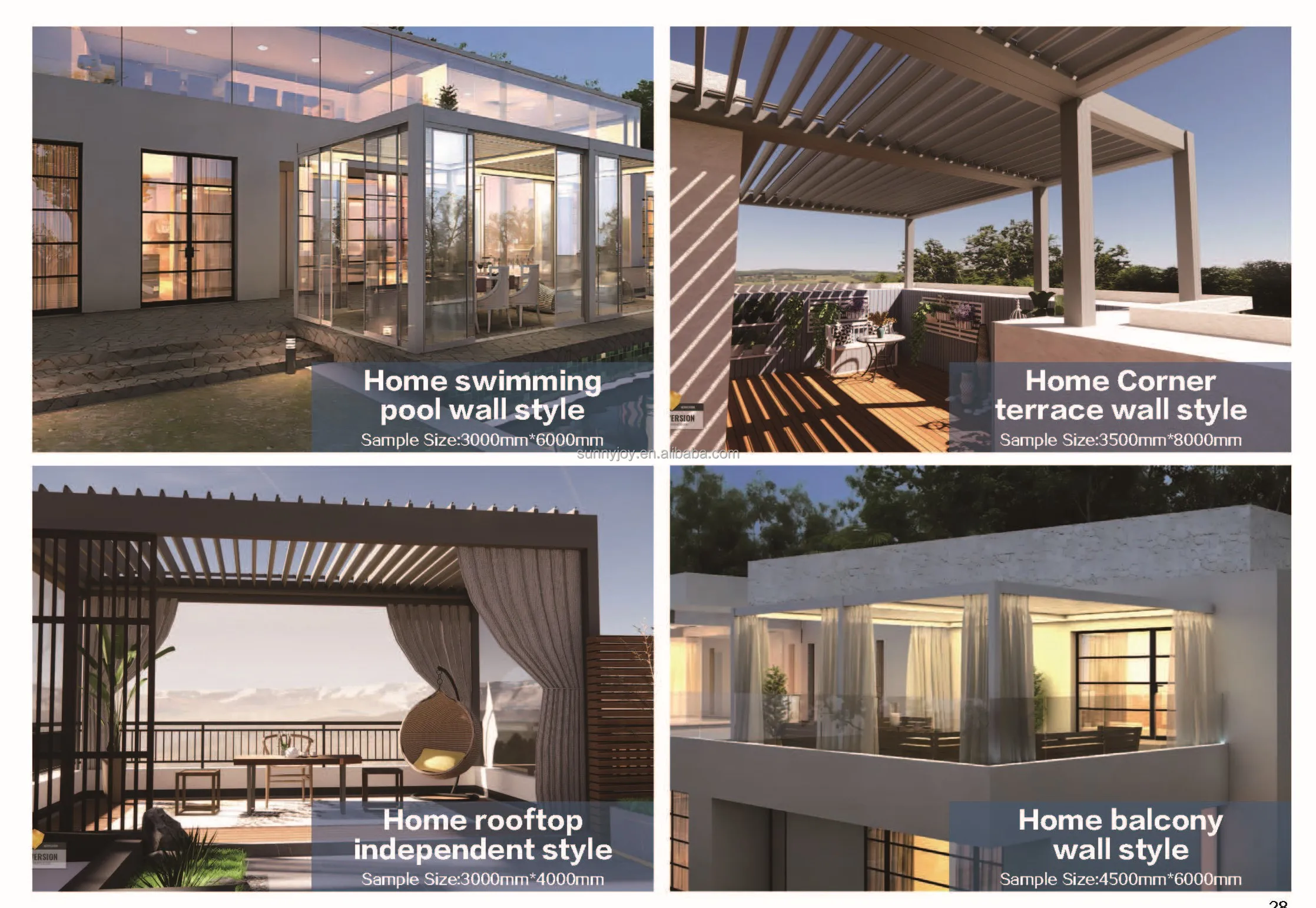 Customizable Size Electric Aluminum Retractable Pergola Aluminium ...