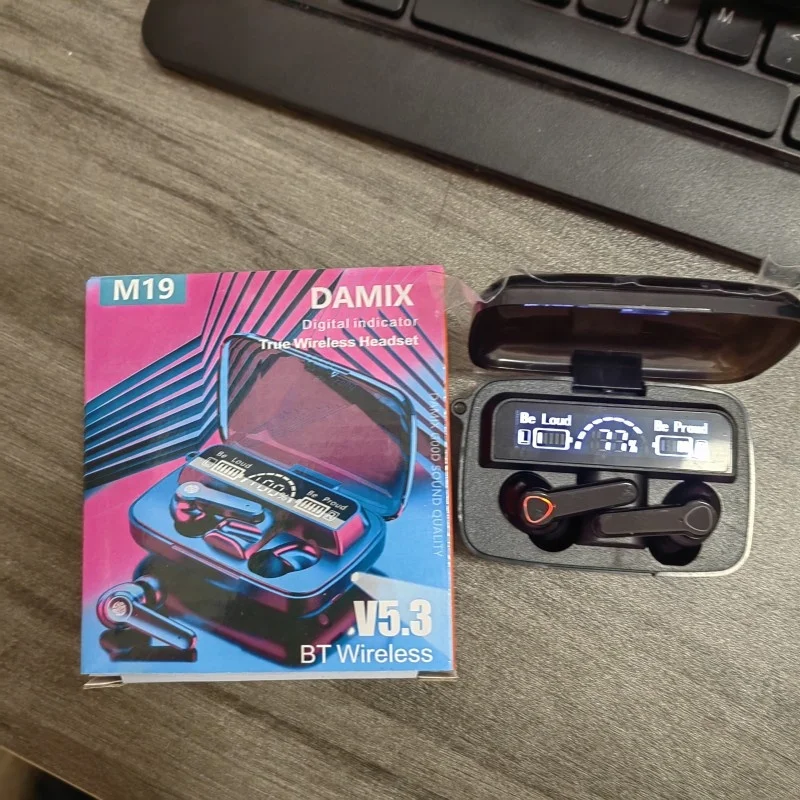 M19 Earbuds Games Headphones Touch Waterproof Mini Headset Led Digital Display Earbuds M19 Tws 5 ...