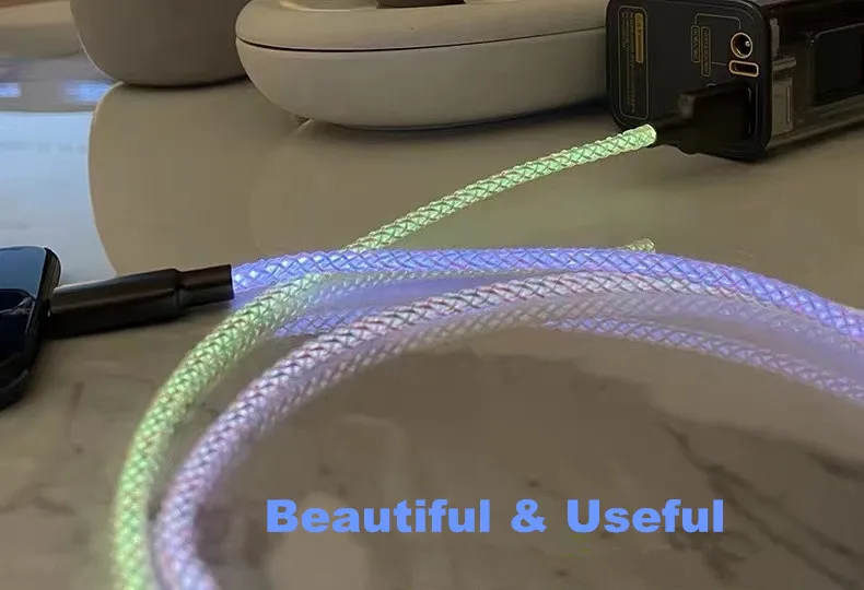 Rgb Luminous Data Cable Light Emitting Marquee Lamp For Ios Colorful ...